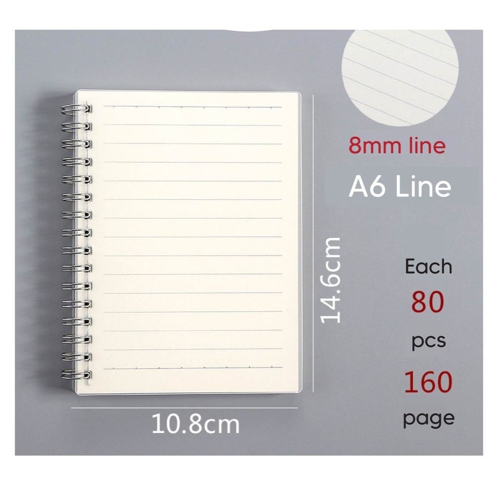 B5 A5 A6 160 Pages Blank Grid Line Matte Cover Notebook Spiral Book ...