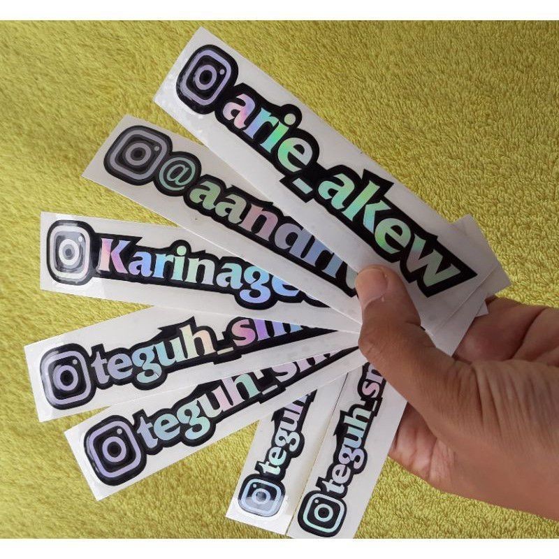 Custom cutting hologram sticker with ig name free request social media ...
