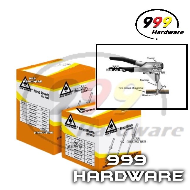 999 ACE BLIND RIVET 拔钉 (20PC) / RIVERTS / PAKU RIVET / RIVETER PAKU ...