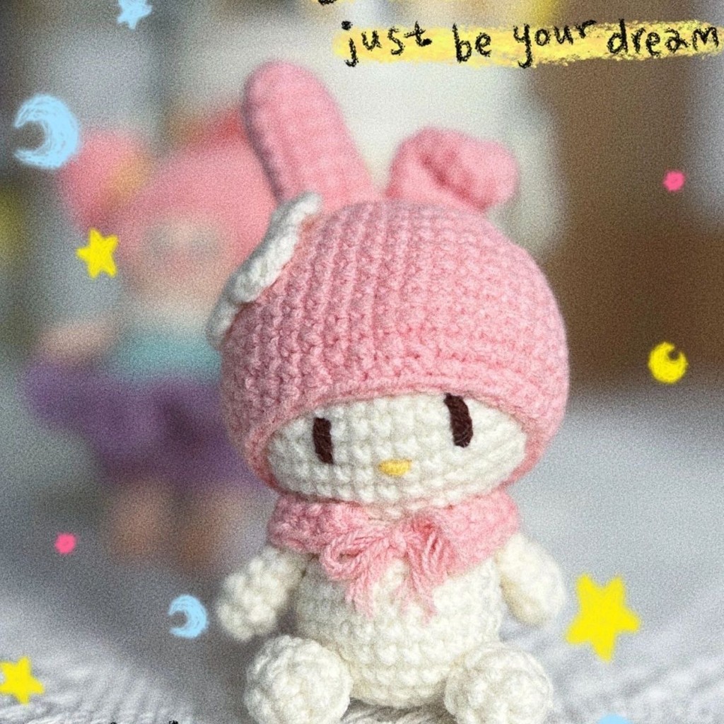 2025新款超萌超可爱的美乐蒂手工自制diy材料包编织毛线钩针卡通玩偶Super cute and adorable Meiledi ...