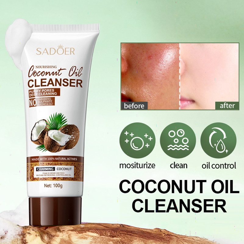 ROREC SADOER Nourishing Coconut Oil Cleanser Purify Pores Deep Cleansing Whitening Refreshing ...