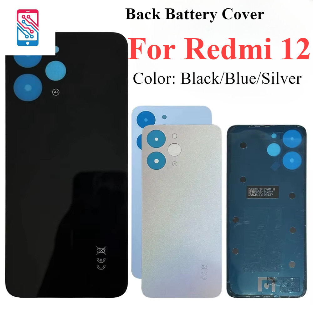 For Redmi 12 Back Battery Cover Glass Rear Door Housing Case For Redmi ...