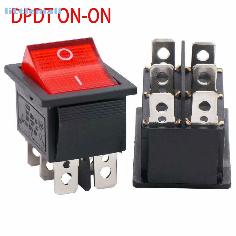 [LLMA] DPDT ON-ON Rocker Switch w/RED Neon Lamp KCD2 16A/250VAC ...
