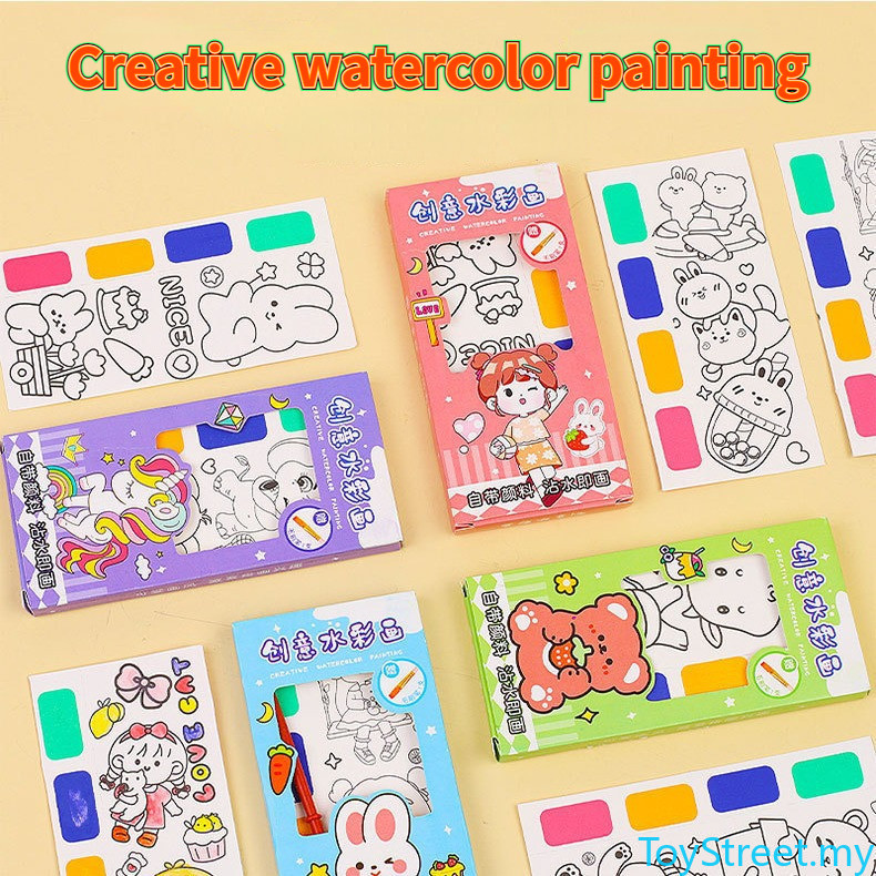 【Ready Stock】Cartoon Water Coloring Paint Art Instant Paint Art Craft ...