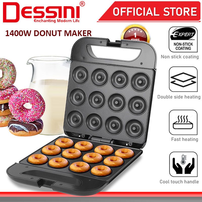 DESSINI ITALY Double Sided Electric Donut Maker Doughnut Cake Waffle ...