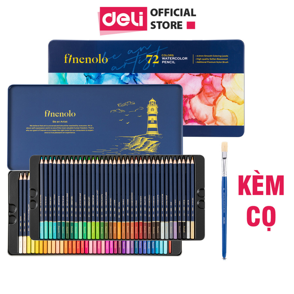Finenolo Deli Professional Tin Box Water-Based Colored Pencils with ...