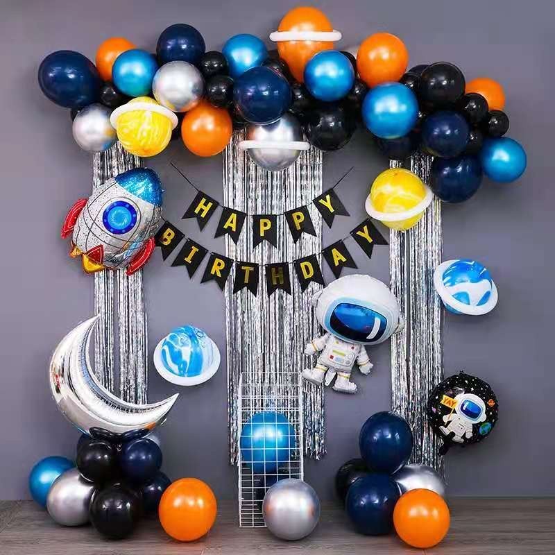 83pcs/set Astronaut Rocket Outer Space Themed Happy Birthday Party ...