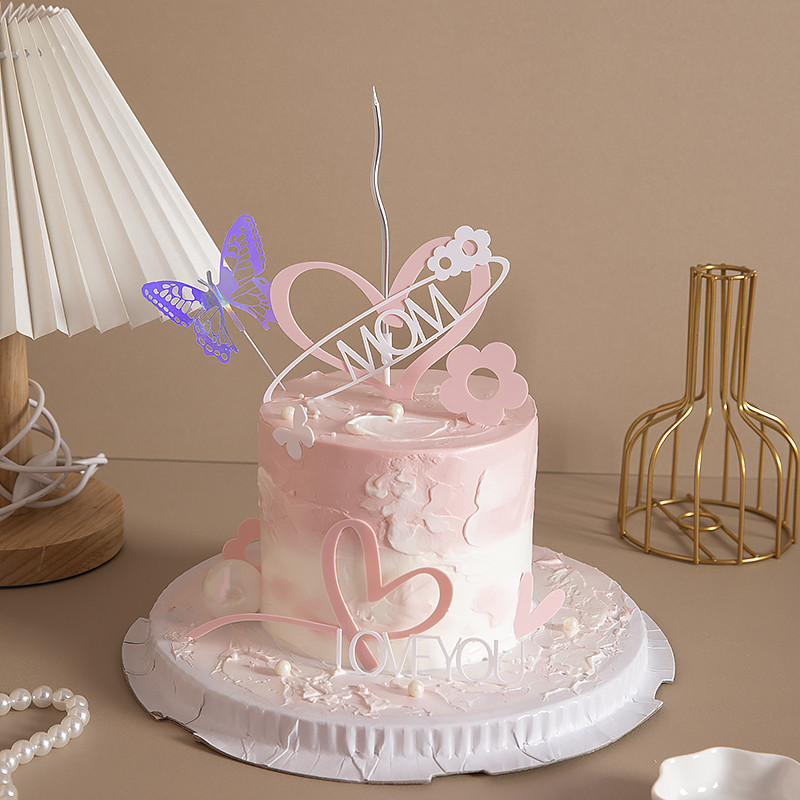 Love Mom Acrylic Card Cake Decoration Plugin Mother's Day Fairy Mom ...