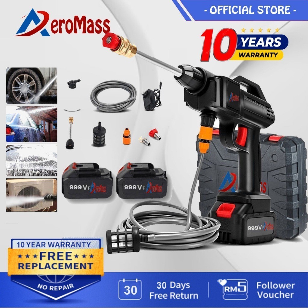 AEROMASS Cordless Water Jet Portable Car Wash High Pressure Water Jet ...
