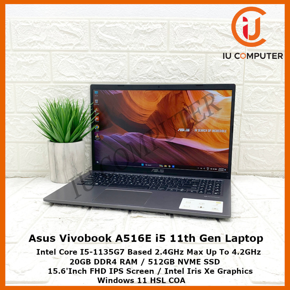 ASUS VIVOBOOK A516E-ABQ804TS INTEL CORE I5-1135G7 20GB RAM 512GB NVME ...