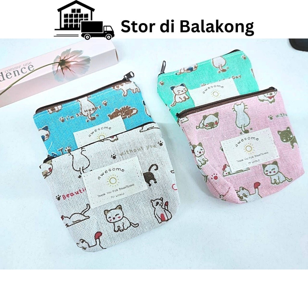 G9 Stor Dompet Syiling Mini Kanvas Corak Kucing Buatan Tangan Hadiah ...
