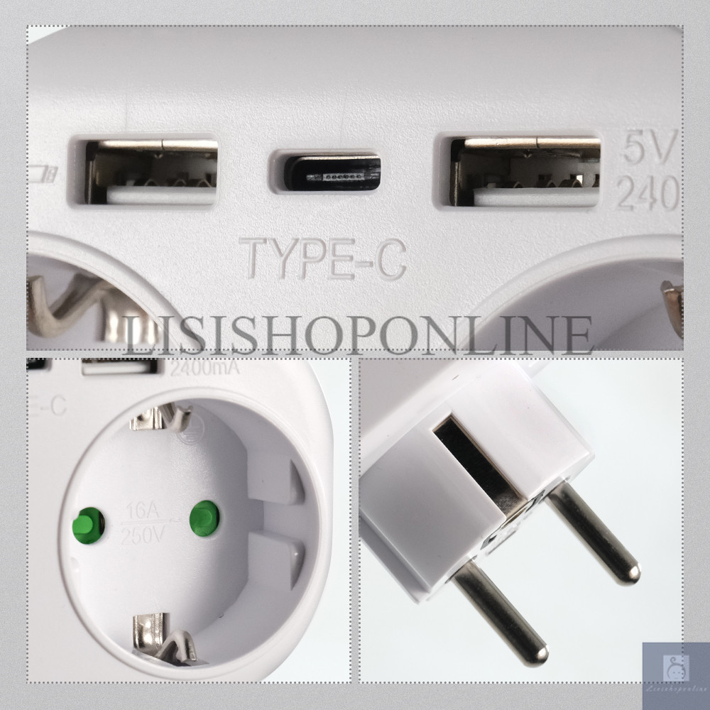 Lisishoponline DelightFire Socket USB Type C EU Plug Flame Retardant ...