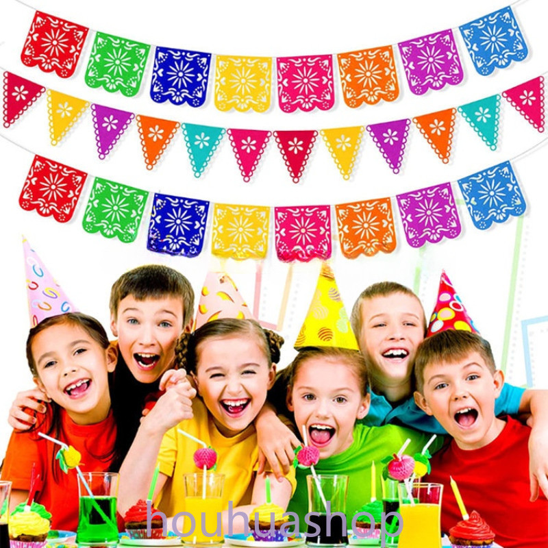 Pinata Themed Mexican Party Banners Picado Flags Garland Wedding Kid ...