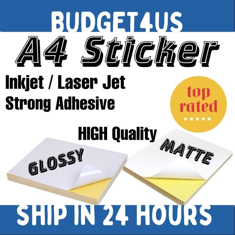 10/50pcs Glossy & Matte A4 Size Sticker Paper Label Inkjet / Laser ...