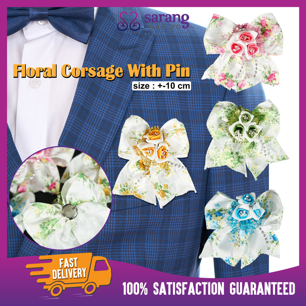 Ribbon Flower Corsage Reben Bunga Gift Packing Ribbon Bunga Rozet ...