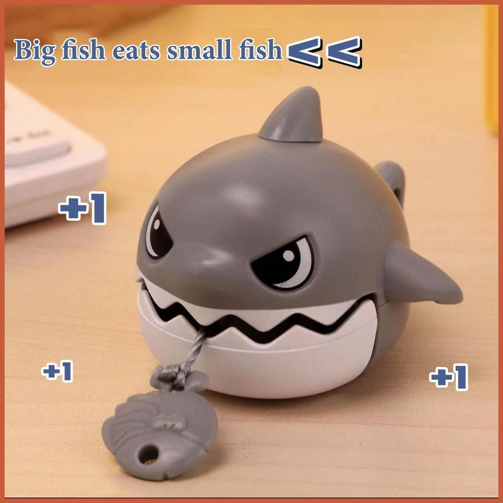 Tik Tok Fun Pull Line Bite Teeth Cute Shark Eating Small Fish Portable ...