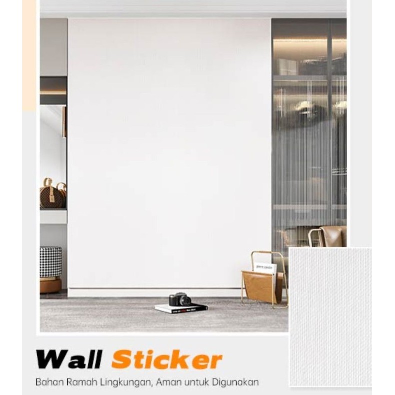 PUTIH White Plain Motif Wall Wallpaper Size 45CM X 8-9 METERS - plain ...