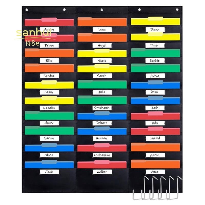 30 Pocket File Pocket Chart, 42inch Wide X 47inch Tall - Versatile Wall ...