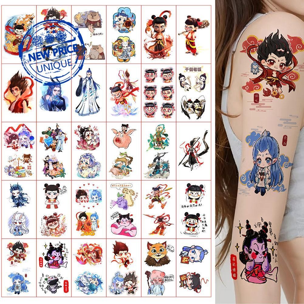 Cartoon Nezha Tattoo Sticker Set Waterproof Long-lasting Popular Cute ...