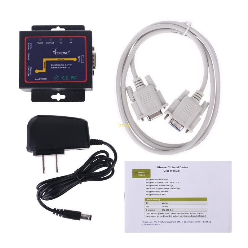 BT DB9 RJ45 to RS232 Ethernet TCP IP Serial Server Module Ethernet Device Communication ...