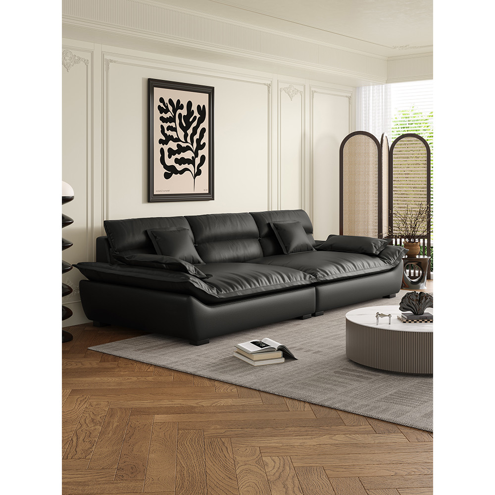 Sofa kulit perahu layar sederhana moden, sandaran tinggi, duduk super ...