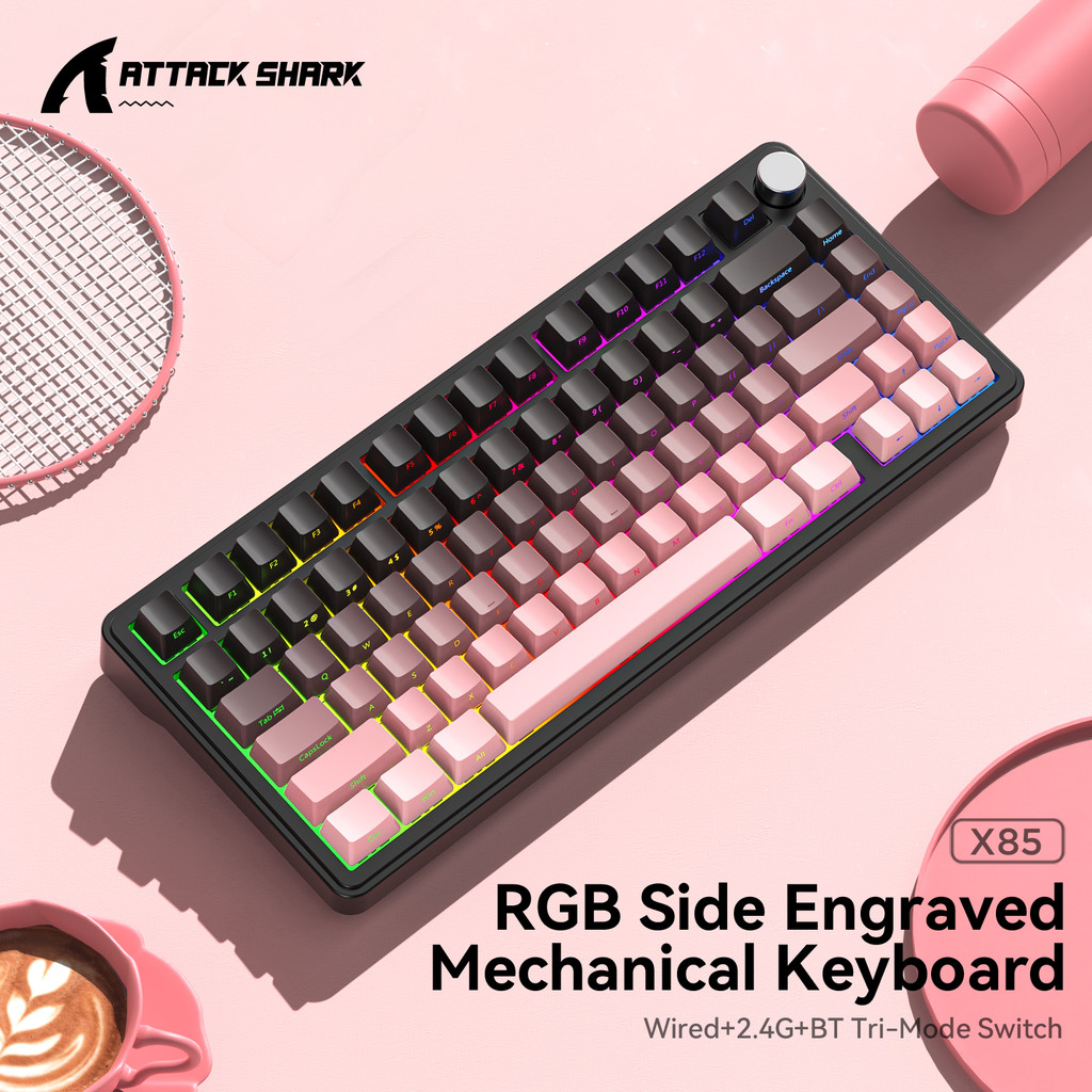 ATTACK SHARK X85 keyboards typewriter RGB Bluetooth Mechanical Keyboard ...