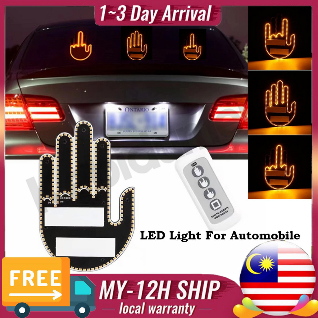 (Local Seller) Kebidumei Universal Fun Car Middle Finger LED Light For ...
