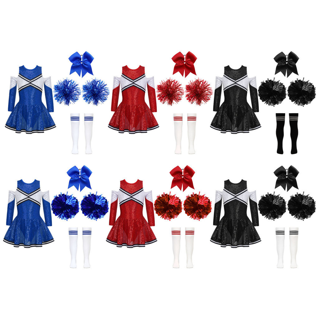 【Ready Stock】Cheerleader Costume for Girls Blue Cheerleading Outfit for ...