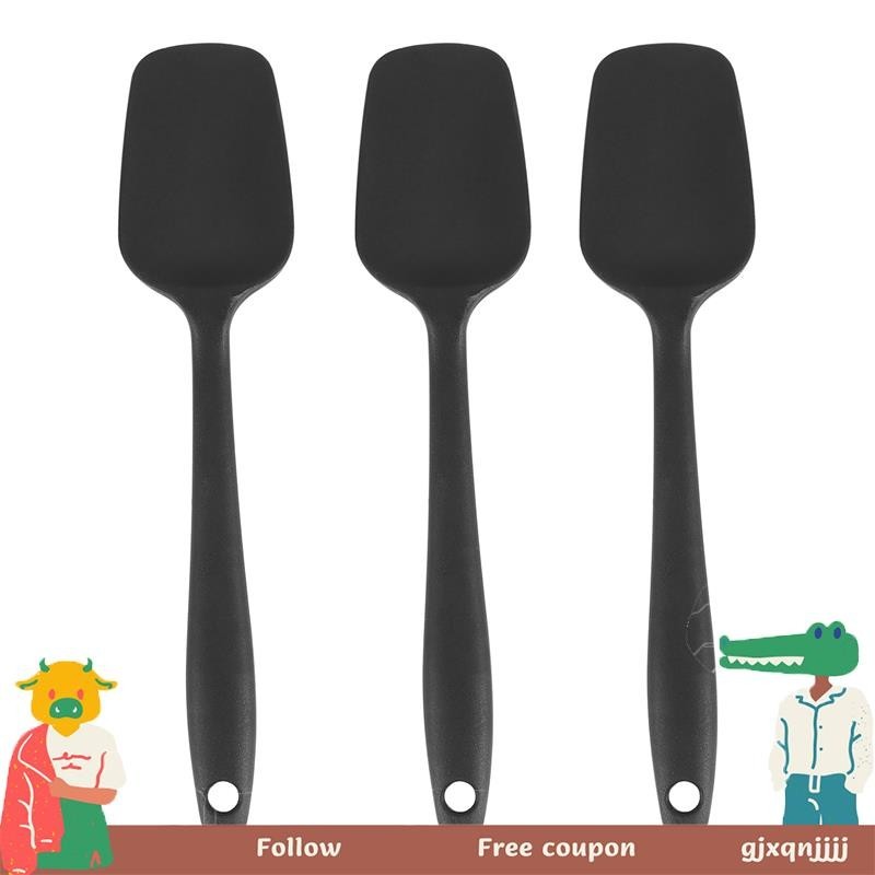 3 Pcs Silicone Spatula Black High Temperature Resistant Bpa-Free Rubber ...