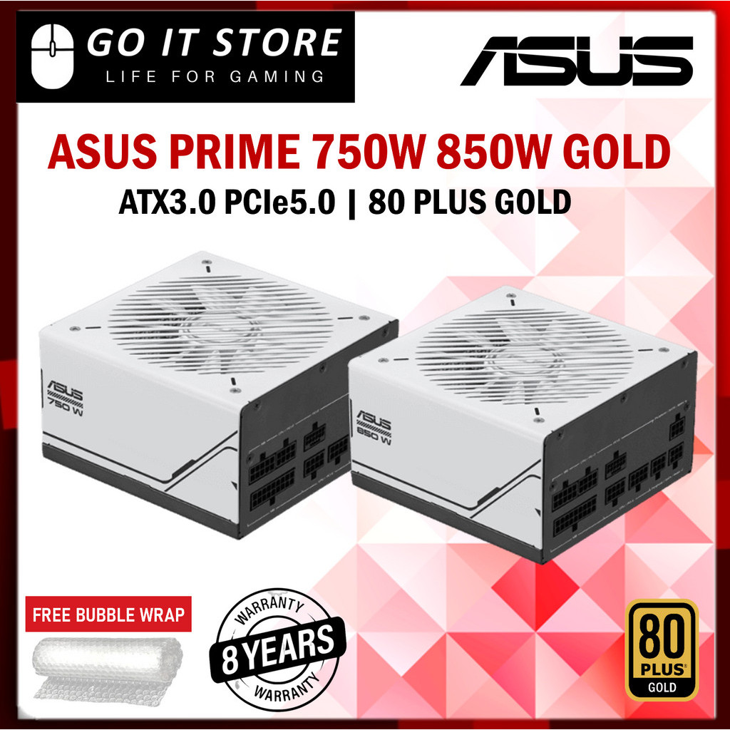 ASUS PRIME 750W GOLD / PRIME 850W GOLD 80 PLUS GOLD ATX3.0 PCIE5.0 FULL MODULAR POWER SUPPLY PSU ...