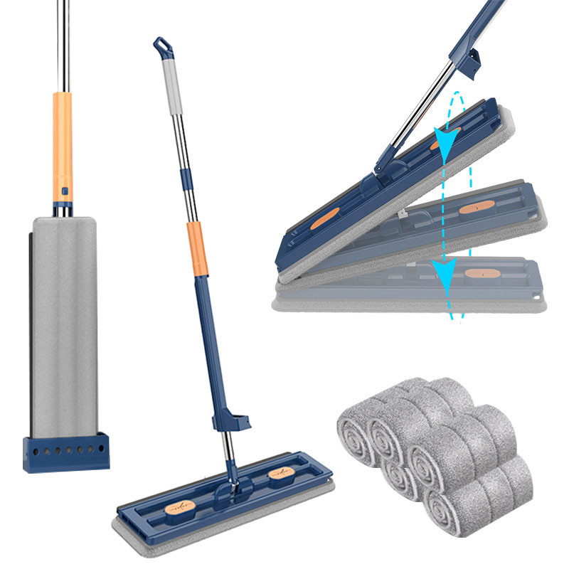 New Style Large Flat Mop Self-contained Slide Microfiber Floor Mop Wet ...