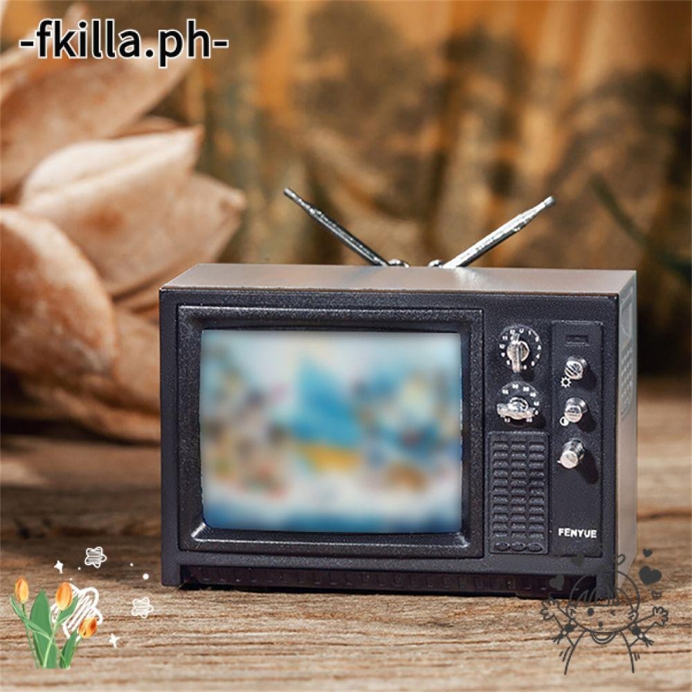 FKILLA1 Mini Retro TV Gift Miniature Living Room Play House Toy ...
