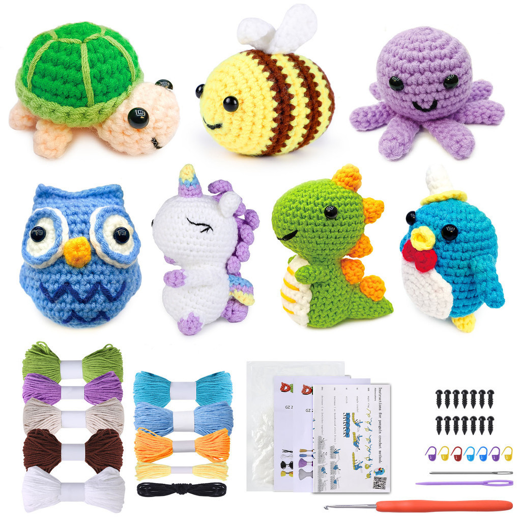 Beginner Crochet Set Handmade Crochet Animal DIY Crochet Knitting Kit ...