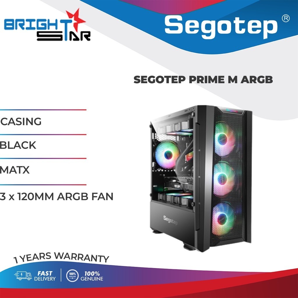 SEGOTEP PRIME M ARGB MATX PC CASE (BLACK,WHITE) | Shopee Malaysia