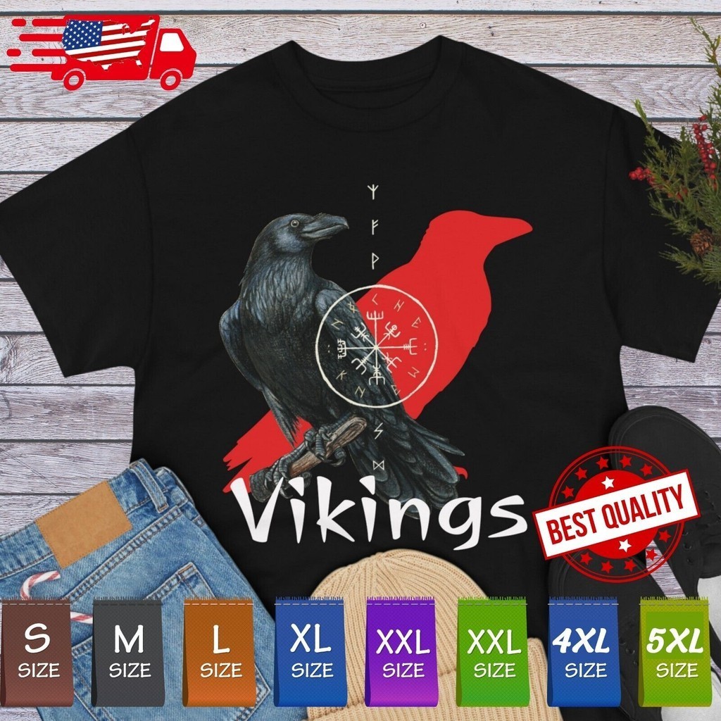 New Viking Crow Runes T Celtic Nordic Raven Ragnar Motorcycle Clothing ...