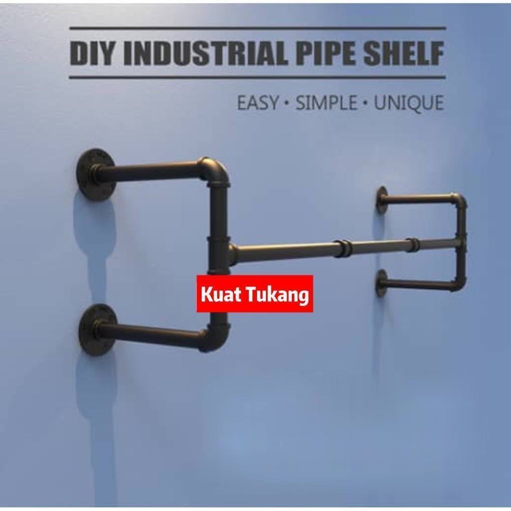 Industrial Pipe Clothes Rack Heavy Duty Detachable Wall Mounted Iron ...