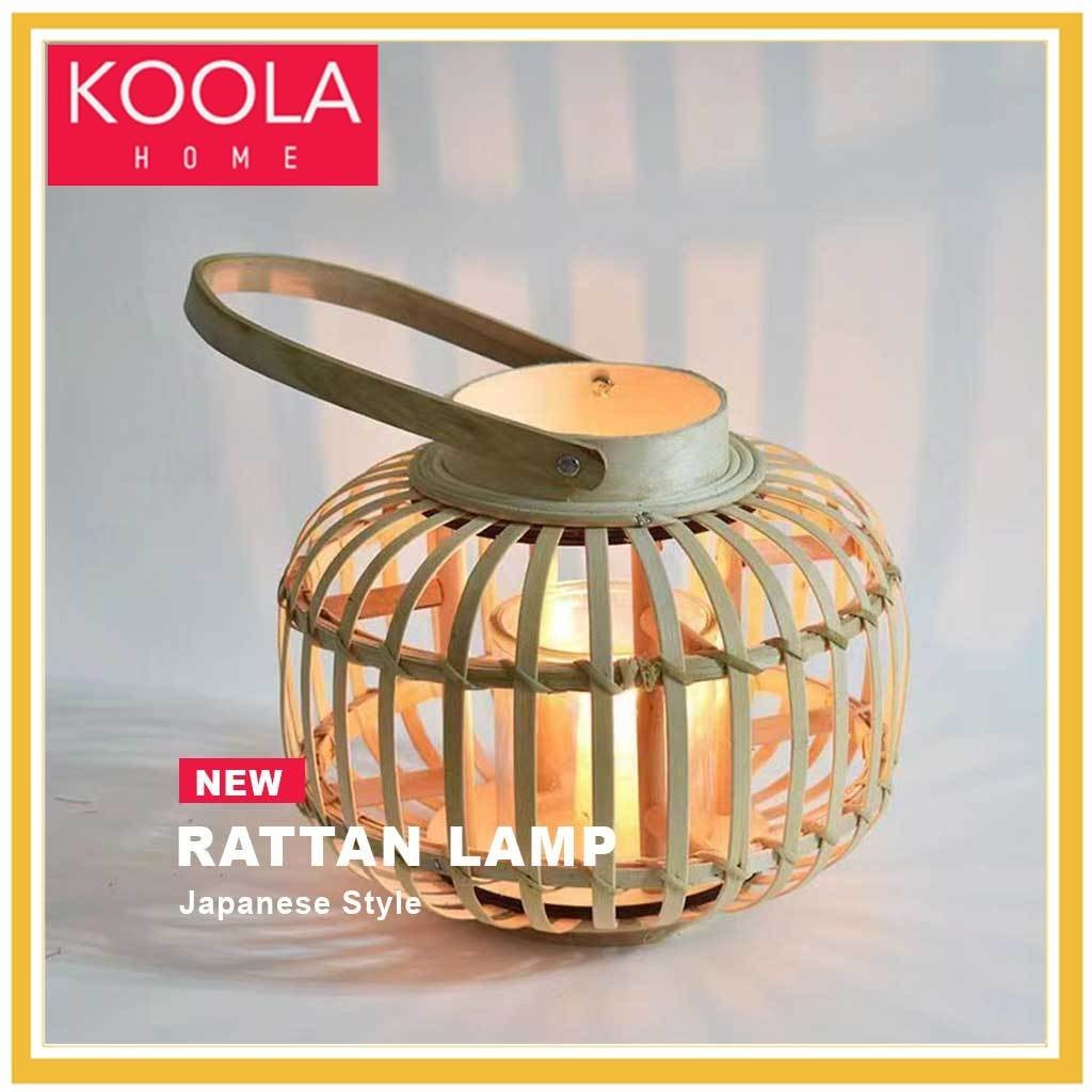 KOOLA Japanese Style Lampu Ratan Raya Rattan Woven Lantern Floor Lamp ...