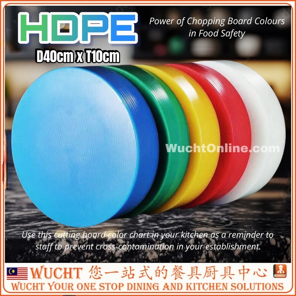 【WUCHT】40cm HDPE PE Chopping Board 40 x H 10 cm Plastic Thick Round PE ...