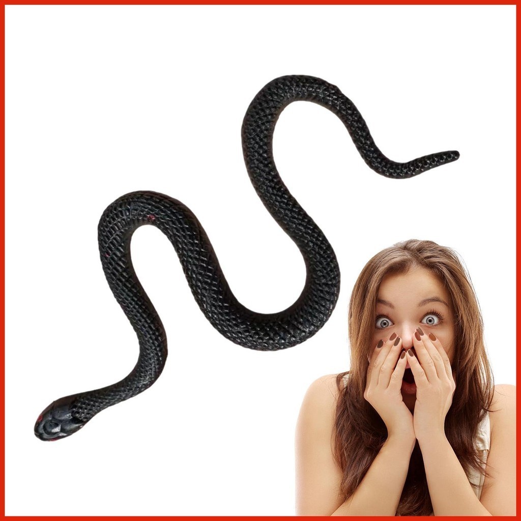 Snake Toys for Kids Realistic Soft Black Rubber Snake Toys Funny Rain ...