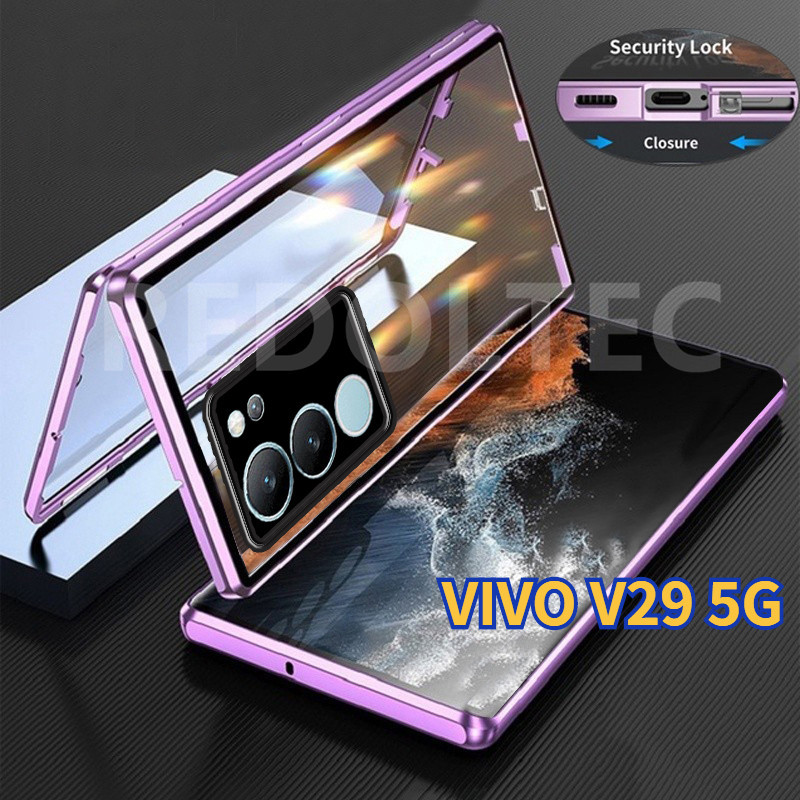 VIVO V29 5G 360 Full Lens Protection Magnetic Metal Case Double Sided Front Back Glass Full Body ...