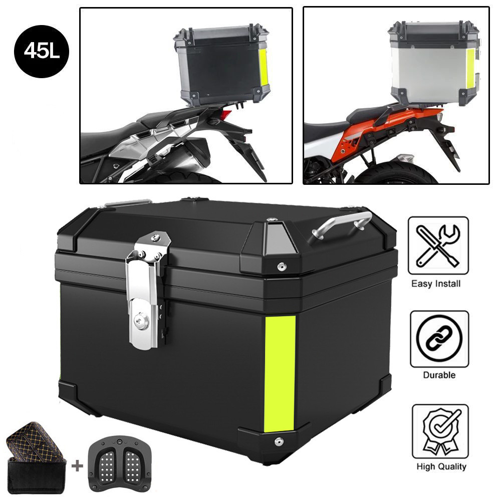 Motorcycle Top Box 45L Waterproof Rack ABS Universal Aluminum Style ...