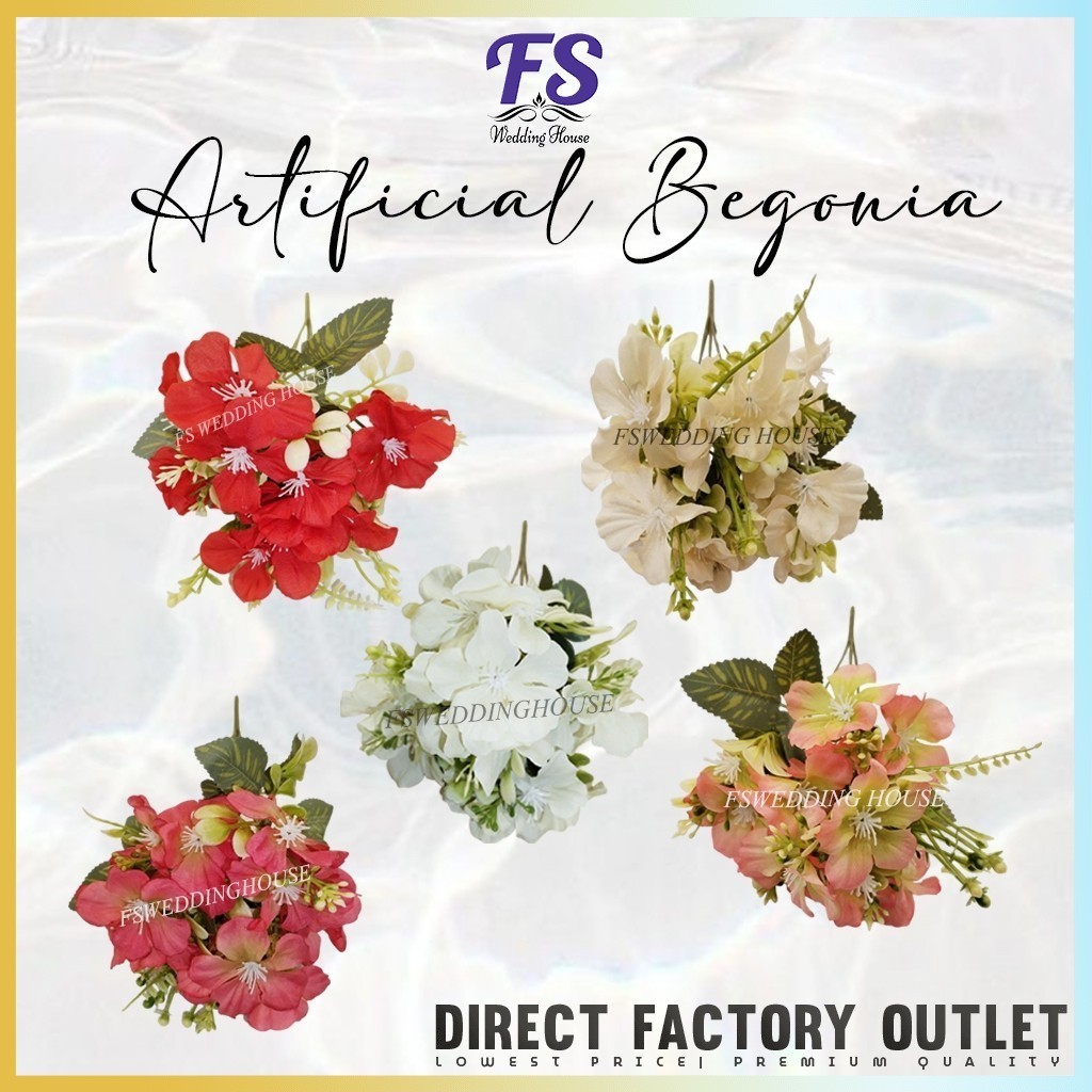 5 HEAD ARTIFICIAL BEGONIA/Artificial Flower/Bunga Hiasan/HAND BOUQUET ...