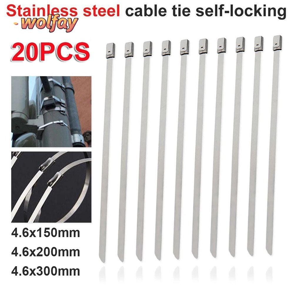 WOLFAY 20Pcs 304 Stainless Steel Cable Ties, 4.6mm Exhaust Wrap Cable ...