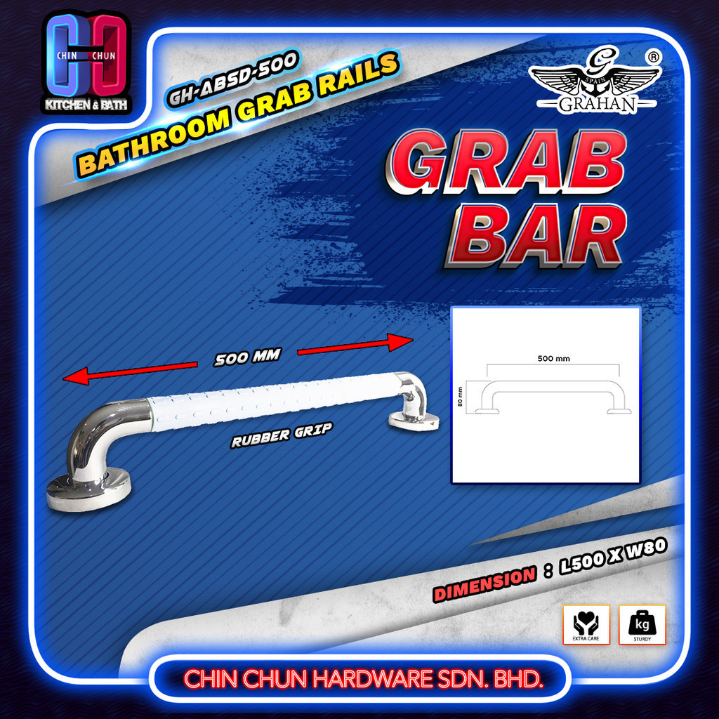 GRAHAN ABSD-500 | GH-A6070 | GH-A6020 | Grab Rails | Toilet Grab | For ...