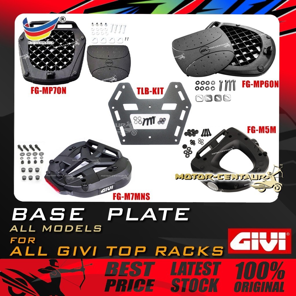 TAPAK GIVI BASE PLATE & SCREW SET M5M, M7M, MP60N, MP70N, TLB-KIT METAL ...