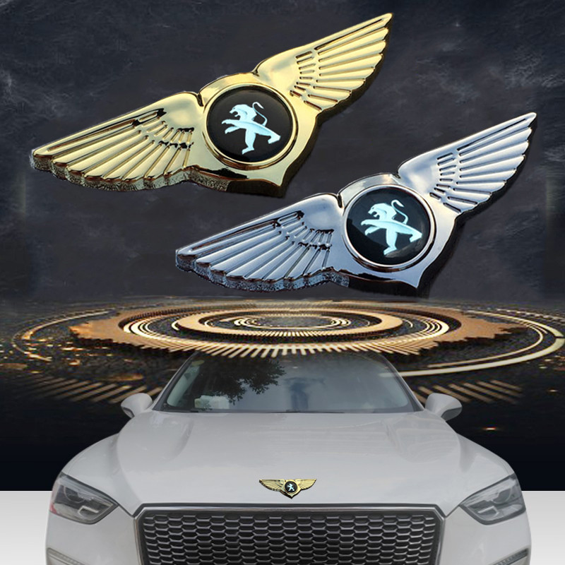 Metal Car Sticker Front Grille Badge Wings Emblems for Peugeot 407 ...