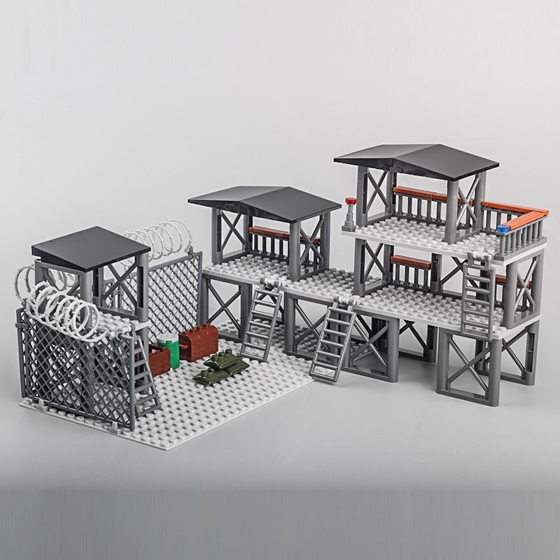 Chinese military base sentry tower guard house fence soldier figure MOC ...