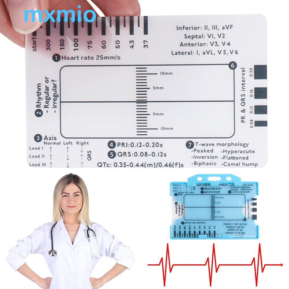 MXMIO ECG 7 Step Ruler Card, Interpretation Portable Pocket Ecg/Ekg Reference Guide, Plastic ...