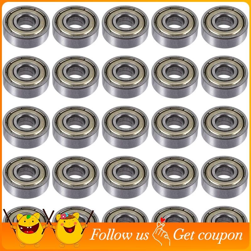 25Pcs 608 ZZ Ball Bearings, 608Zz Metal Double Shielded Miniature Deep Groove Skateboard Ball ...