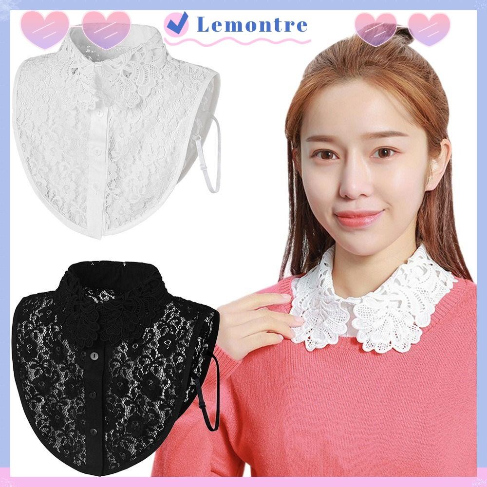 LEMONTRE Fake Collar, Lace Adjustable False Collar, Fashion White Black ...
